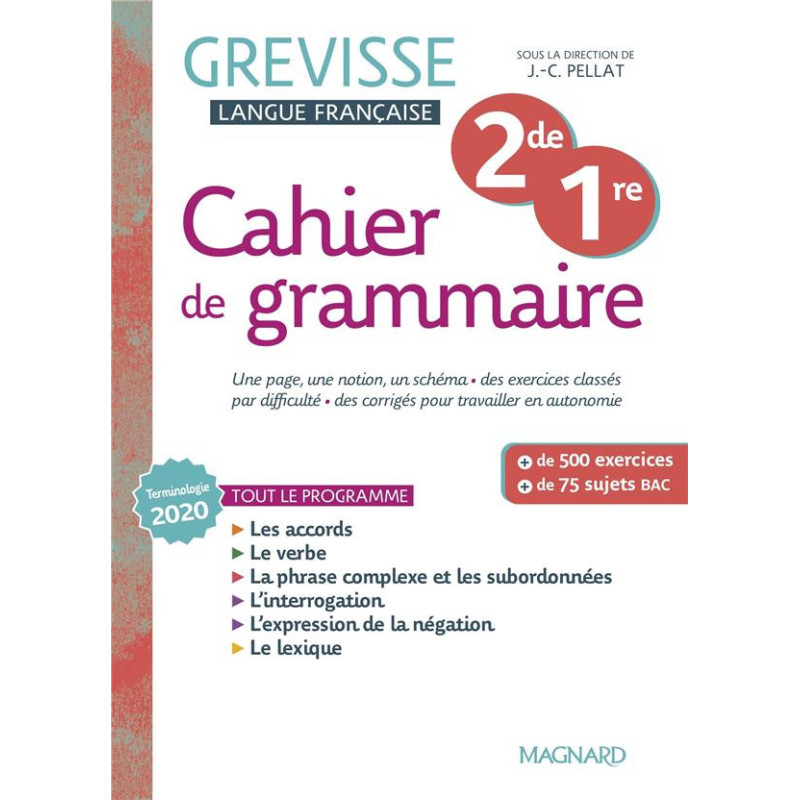 Grevisse langue française : cahier de grammaire - 2de / 1re (édition 2022)